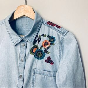 Zara | Tops | Zara Floral Sequence Blue Long Sleeve Shirt | Poshmark
